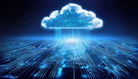 Cloud Computing Concept Represented With A Network Of Data Flowing Through A Digital Cloud Space
