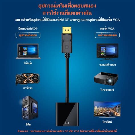 แปลง Display Port To Vga Converter Adapter Dp Port To Vgaa 049 Shopee Thailand