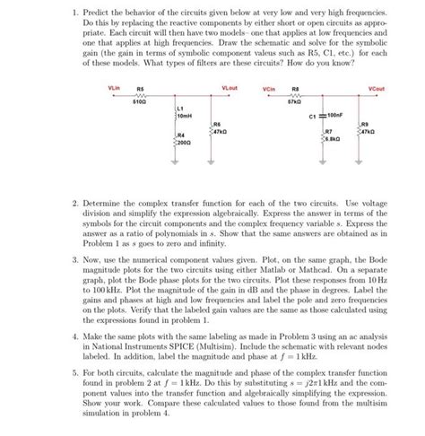 solved 1 predict the behavior of the circuits given below