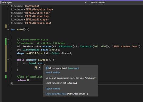 Sfml 3 Sfevent Event Error Uninitialized Local Variable Stack Overflow
