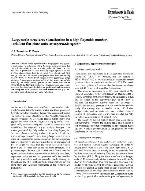 Pdf Large Scale Structures Visualization In A High Reynolds Number Turbulent Flat Plate Wake