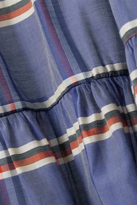 Brock Collection Striped Cotton And Silk Blend Organza Midi Skirt The Outnet