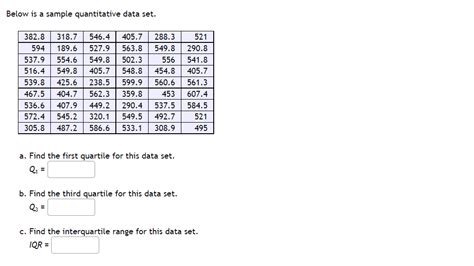 solved below is a sample quantitative data set a find the