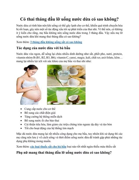 PPT Có thai tháng đầu lỡ uống nước dừa có sao không PowerPoint Presentation ID