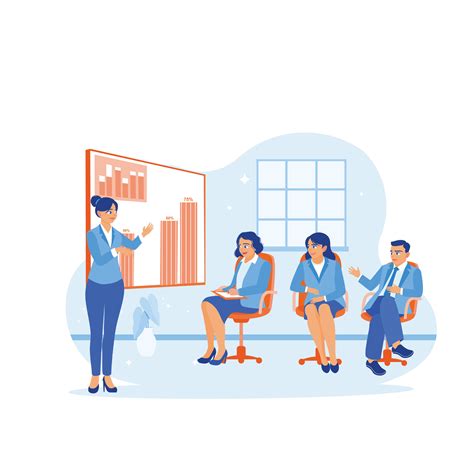 The Female Manager Leads A Meeting With Other Colleagues Inside The