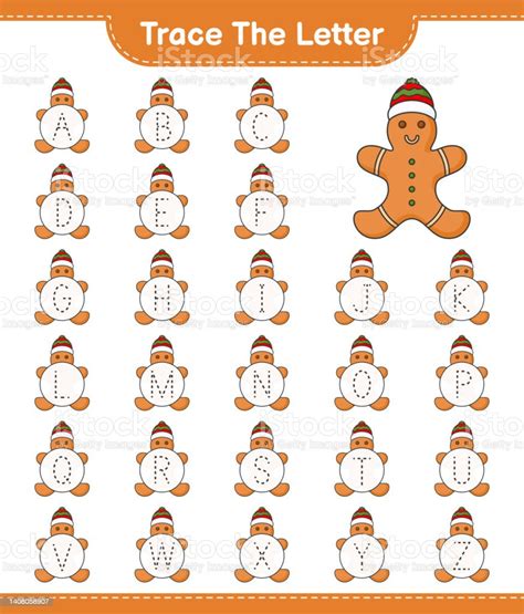 편지를 추적합니다 진저 브레드 맨으로 편지 알파벳 추적 교육 어린이 게임 인쇄 가능한 워크 시트 벡터 일러스트 레이 션 0명에 대한 스톡 벡터 아트 및 기타 이미지 Istock