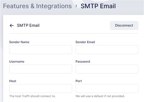SMTP Email Settings Trafft