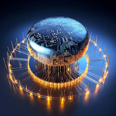Premium Ai Image Glowing Circuit Board Complex Cyborg Brain Design Generated By Ai