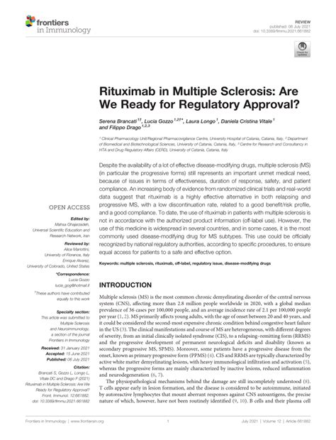 Pdf Rituximab In Multiple Sclerosis Are We Ready For Regulatory