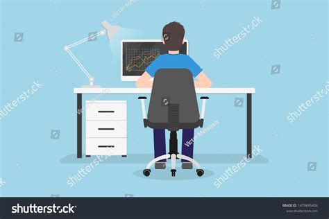 Man Working On Computer Back View Stock Illustration 1479895406 Shutterstock
