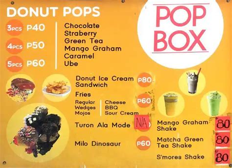 Menu At Popbox Desserts Caloocan