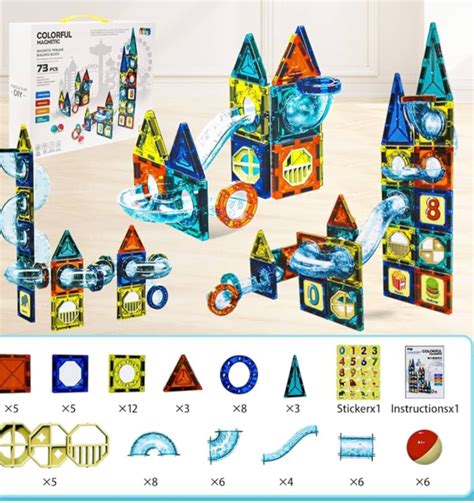 Magnetic Pipeline Building Blocks 73piece BrainySparks
