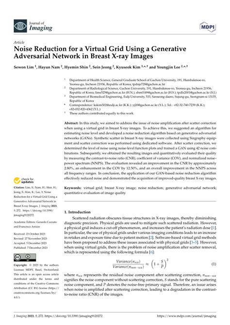 Pdf Noise Reduction For A Virtual Grid Using A Generative Adversarial Network In Breast X Ray