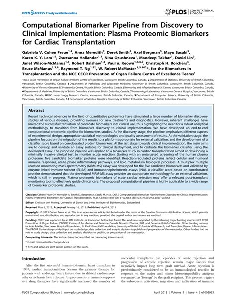 Pdf Computational Biomarker Pipeline From Discovery To Clinical Implementation Plasma