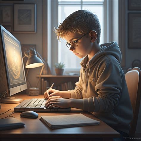 Download Ai Generated Boy Computer Royalty Free Stock Illustration