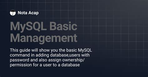 Mysql Basic Management Nota Acap
