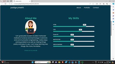 Preethi Padige On Linkedin Task 58 Prepare Portfolio Webpage Using Html And Css Style To