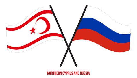 북부 키프로스와 러시아 국기는 교차하고 플랫 스타일을 흔들어 공식 비율 올바른 색상입니다 Friends Of The Earth에 대한 스톡 벡터 아트 및 기타 이미지