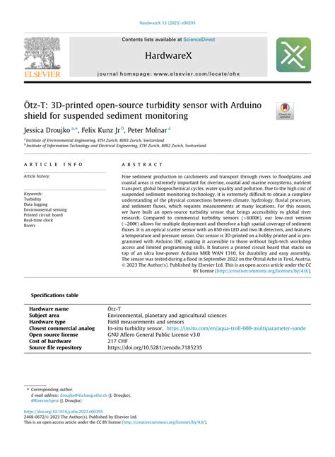 Pdf Ötz T 3d Printed Open Source Turbidity Sensor With Arduino