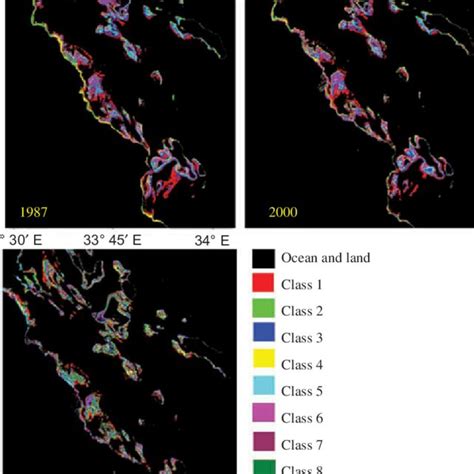 Supervised Classification Results For Coral Images From 1987 2000 And Download Scientific