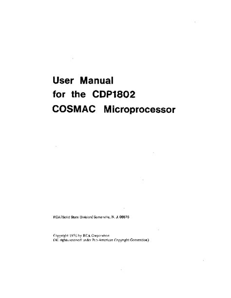Rca 1800 Cdp1802 Cosmac Microprocessor 1976 1 User Manual Service Manual Download Schematics