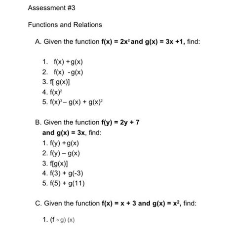 Solved Assessment 3 Functions And Relations A Given The
