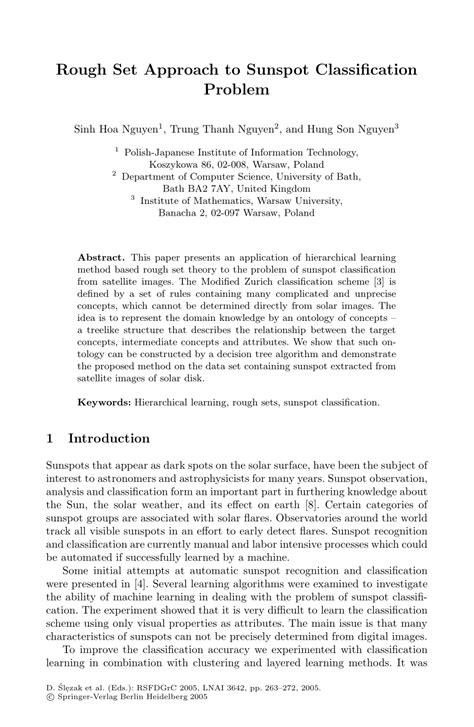 pdf rough set approach to sunspot classification problem