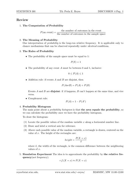 Review Sheet For Exam Introduction To Statistical Methods Stat 301