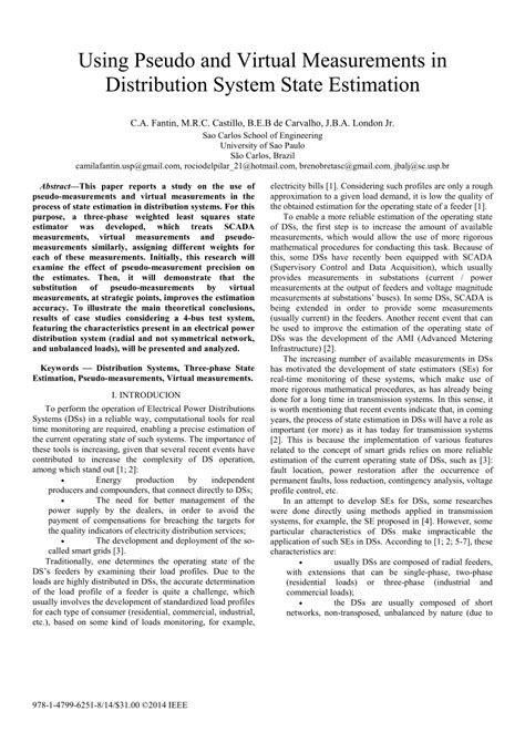 Pdf Using Pseudo And Virtual Measurements In Distribution System