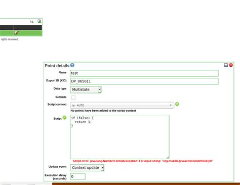 A NumberFormatException Error Occurs During Script Execution Issue SCADA LTS Scada LTS