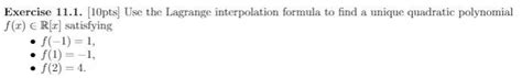 Solved Exercise 111 10pts Use The Lagrange Interpolation