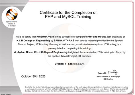 Krishna Veni On Linkedin Webdevelopment Php Mysql Iitbombay Continuouslearning