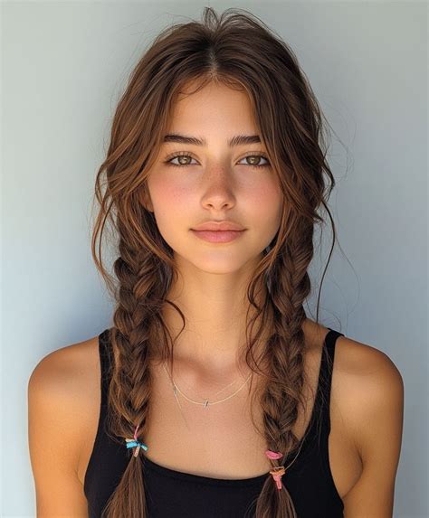 Two Braids Hairstyles With Curl Hair Tied Loosely Two Braids Loose