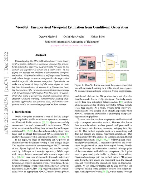 Pdf Viewnet Unsupervised Viewpoint Estimation From Conditional