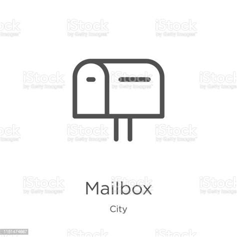 도시 컬렉션에서 사서함 아이콘 벡터입니다 얇은 선 사서함 개요 아이콘 벡터 일러스트 레이 션입니다 웹 사이트 디자인 및 모바일 앱 개발을 위한 개요 얇은 선 사서함