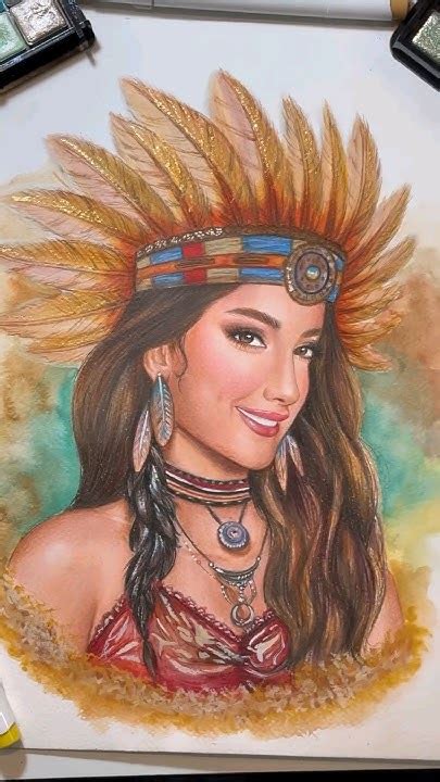 نقاشی ملینا تاج دختر سرخ پوست ️⭐️ Iranianart Art Drawing هنرمند