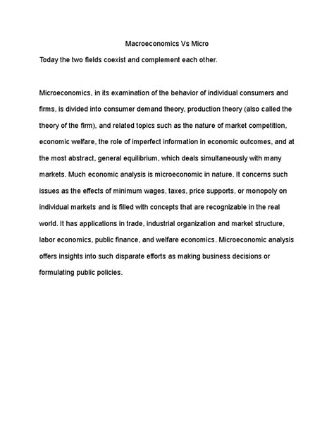 Macro Econ Omics Vs Micro 9 Macroeconomics Vs Micro Today The Two Fields Coexist And