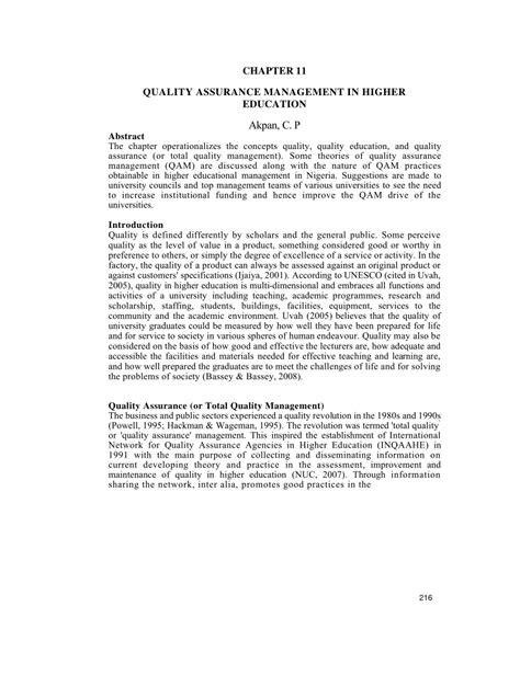 Pdf Quality Assurance Management In Higher Education