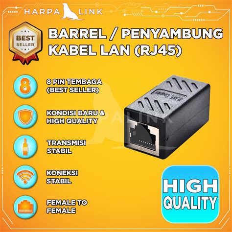 Jual Barrel Rj45 Konektor Sambungan Kabel Lan Rj45 Internet Extension Connector Adapter Coupler