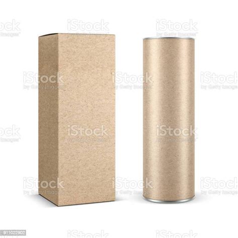 종이 튜브 주석 수 있습니다 흰색 배경에 고립 된 크 래 프 트 종이 상자 이랑 갈색 금 금속에 대한 스톡 사진 및 기타 이미지