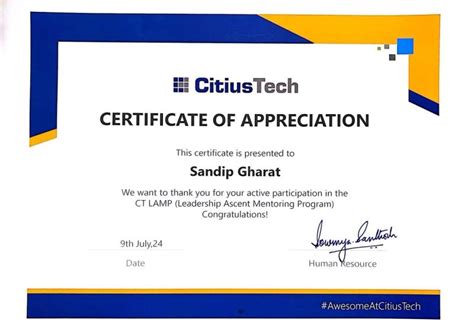 Sandip Gharat On Linkedin Very Glad To Completed Ct Lamp Leadership Program