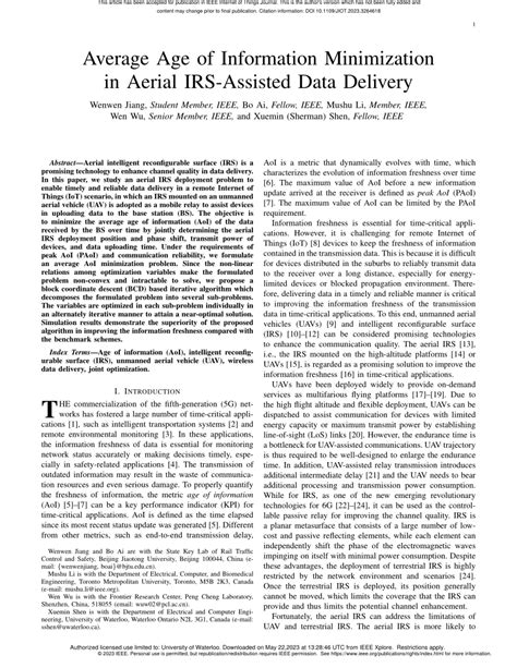 Pdf Average Age Of Information Minimization In Aerial Irs Assisted Data Delivery