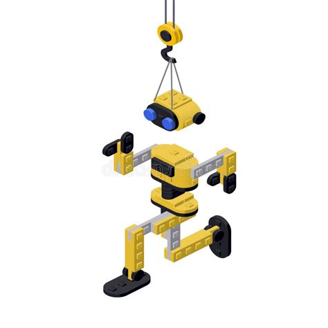 Yellow Robot Assembly Concept Vector Stock Vector Illustration Of