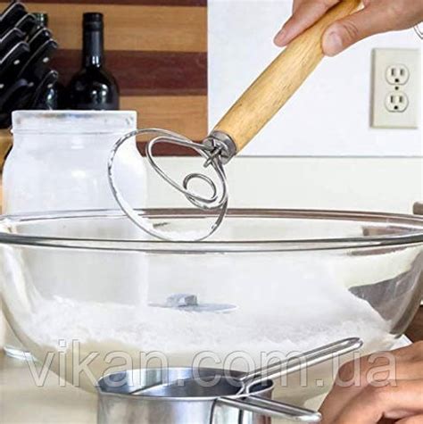 Венчик Датский для Замеса Теста с Деревянной Ручкой и для Взбивания Яиц ...