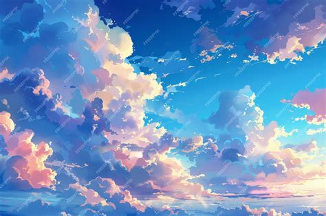 Anime Sky With Clouds Premium Ai Generated Image