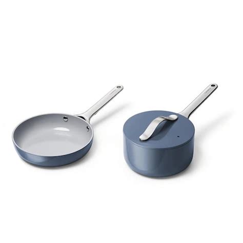 Caraway Home Non Stick Ceramic Mini Fry Pan And Mini Sauce Pan Duo Navy Cw Mnfs 102 The Home Depot