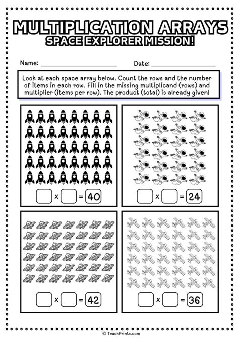 Free Multiplication Arrays Worksheets Teach Prints