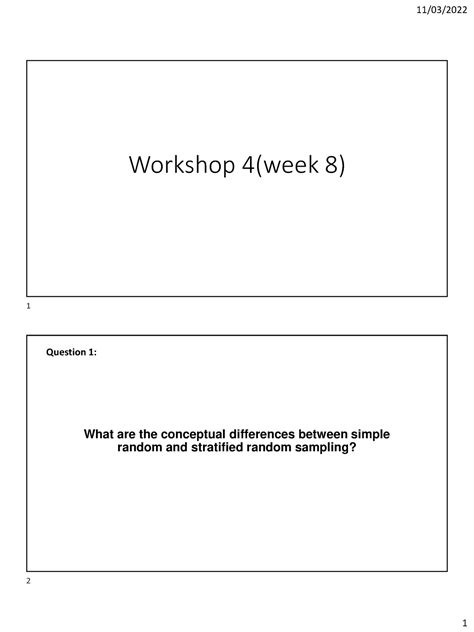 Workshop 4 Questions Solutions Sample Sampling Distributions Week 8 Workshop 4 Week 8