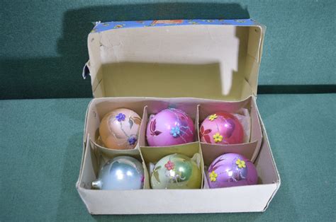 Купить Набор елочных украшений Шары Нежность Стекло Зеркальные В коробке СССР в интернет