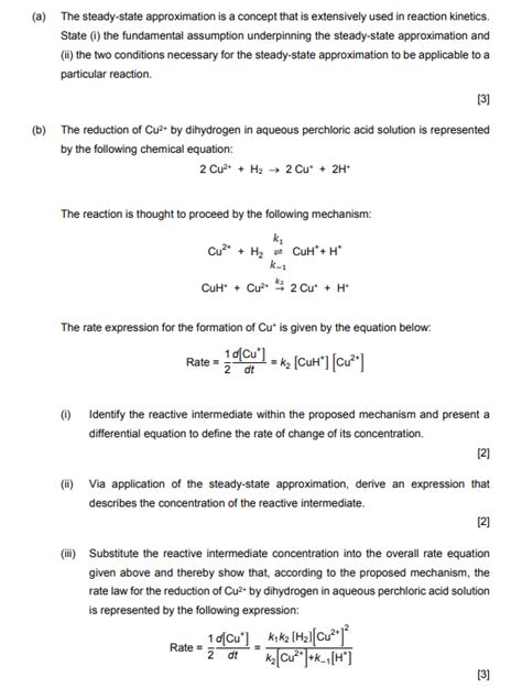 Solved A The Steady State Approximation Is A Concept That